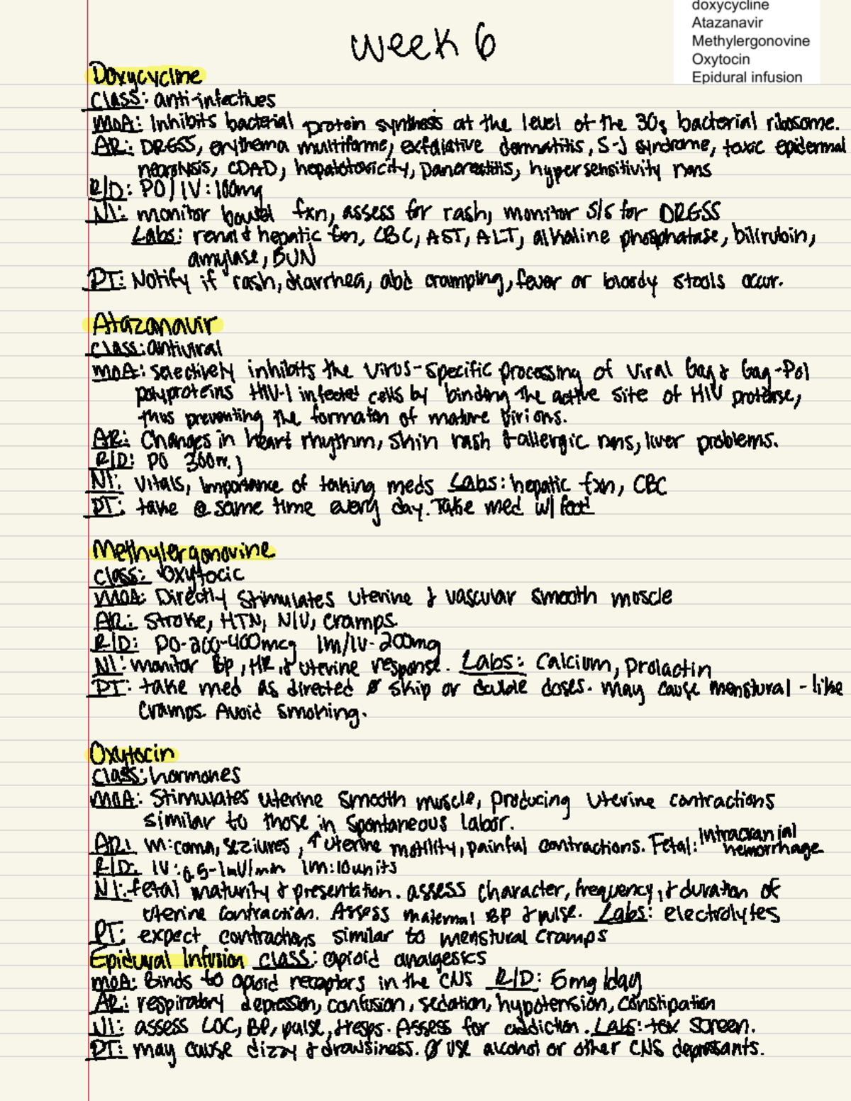 Medication Card w6 - assignment - week 6 Doxycycline ass: anti ...