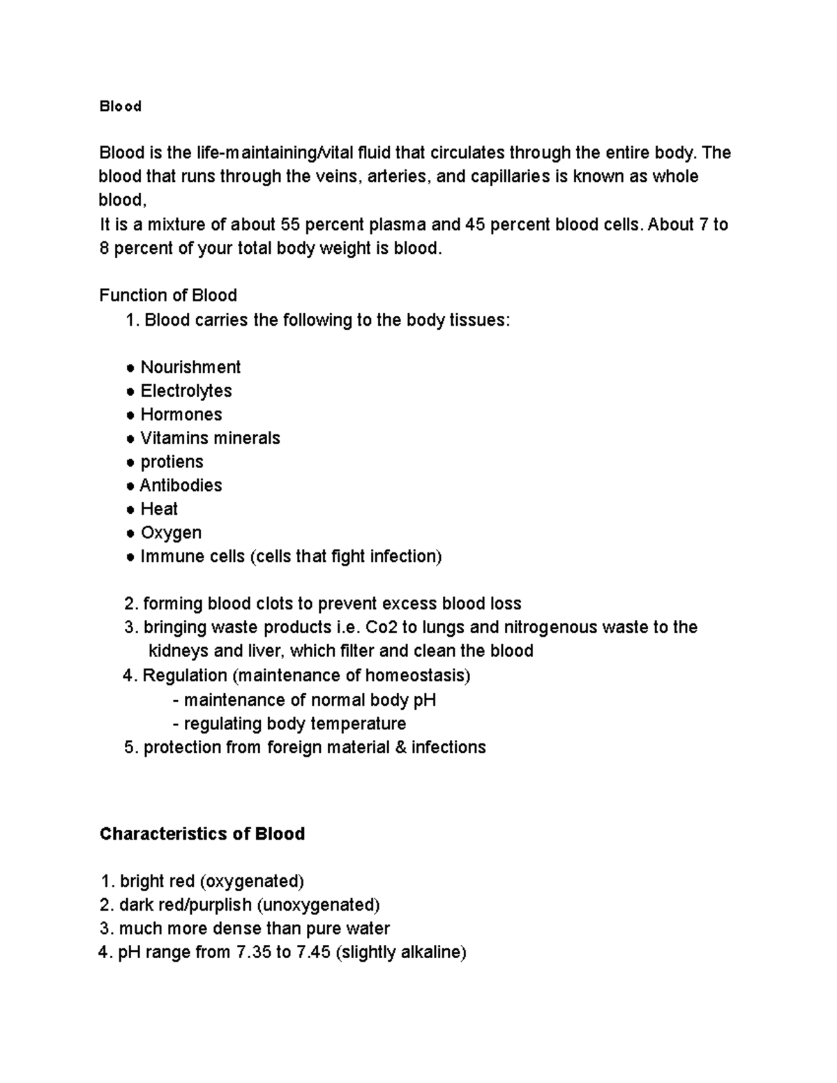 Components OF Blood DOC 4 - Blood Blood is the life-maintaining/vital ...