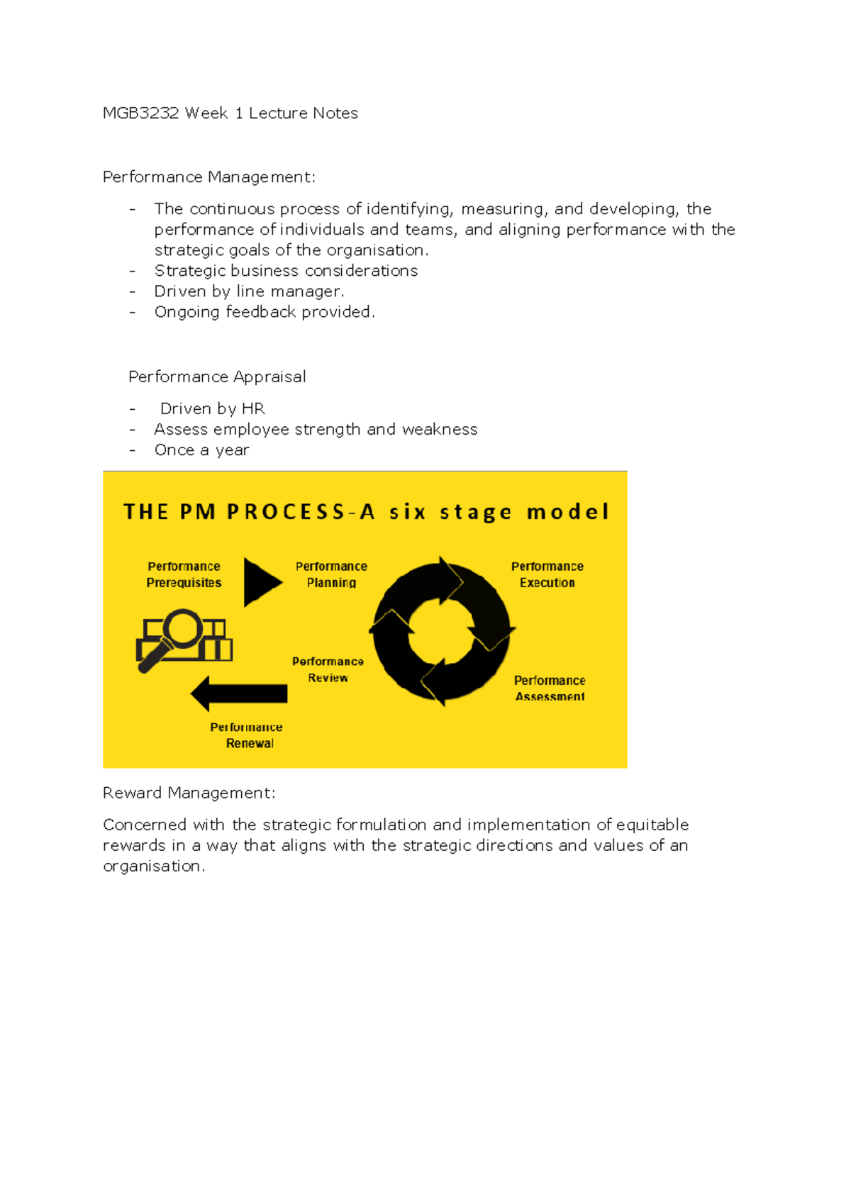Mgb3232 Week 1 Lecture Notes Mgb3232 Week 1 Lecture Notes Performance Management The