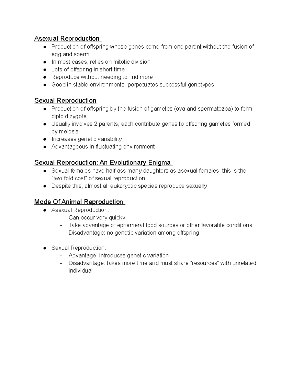 Asexual and Sexual Reproduction - Asexual Reproduction Production of ...