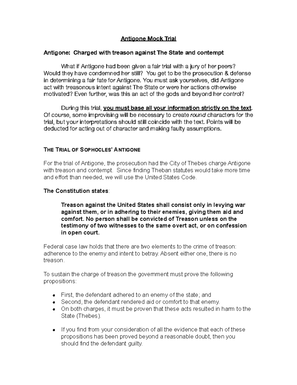 Antigone Mock Trial student Handout - Antigone Mock Trial Antigone ...