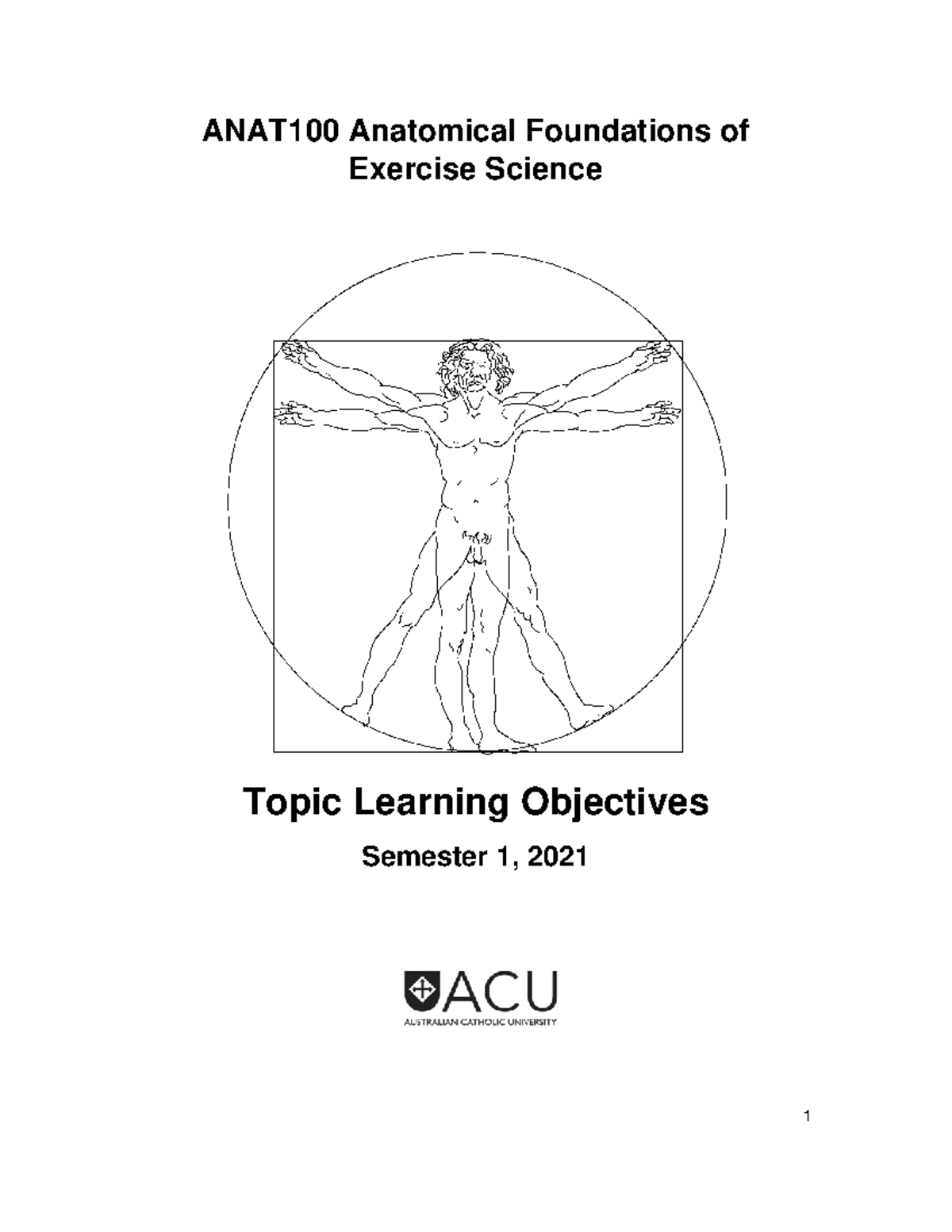ANAT100 Specific Learning Objectives - ANAT100 Anatomical Foundations ...