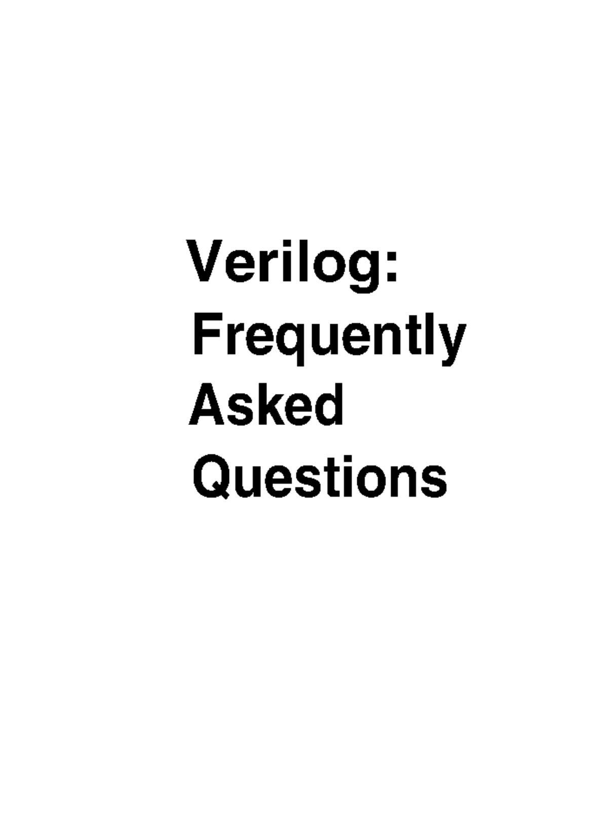 Verilog Faq Frequently Asked Question Verilog Frequently Asked