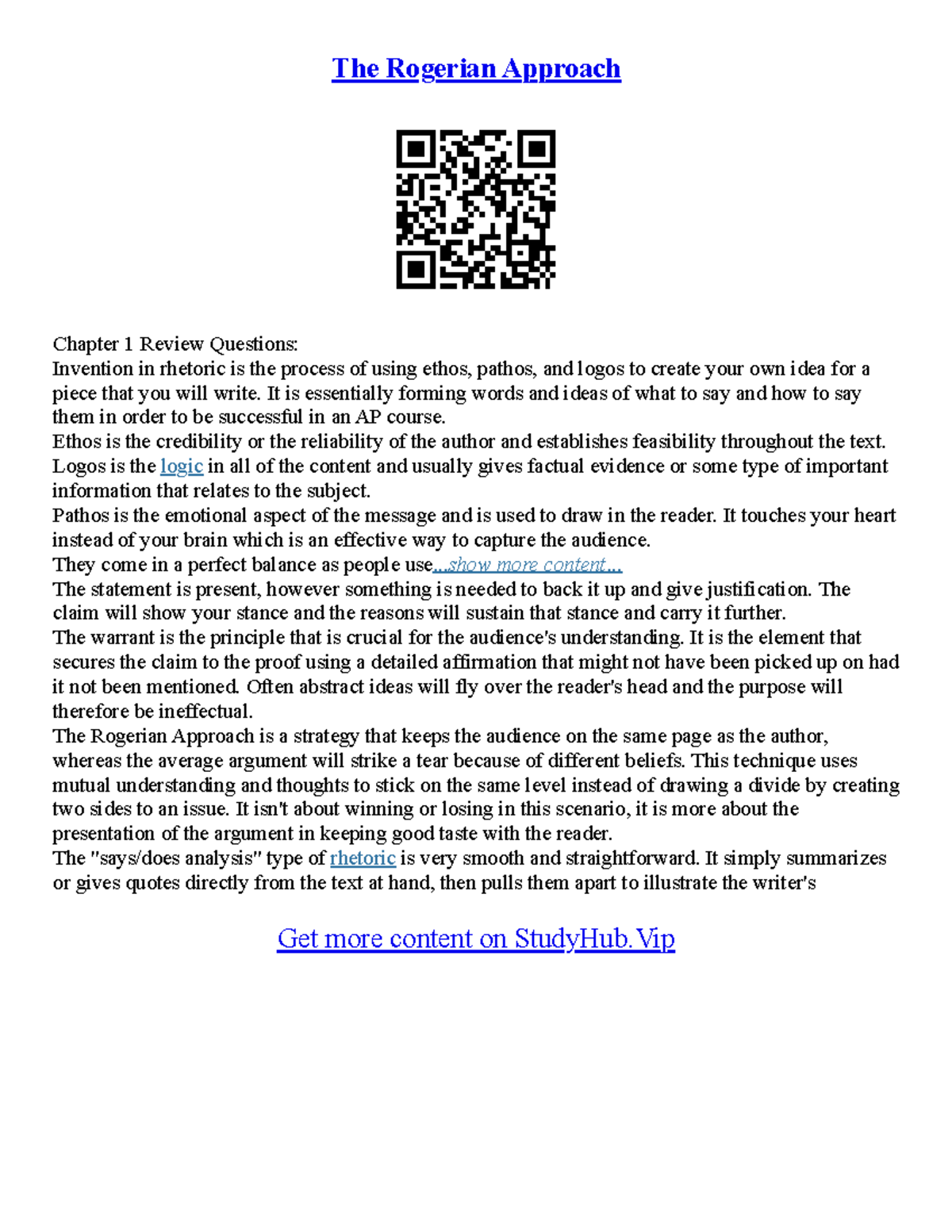 Rogerian Essay Example - The Rogerian Approach Chapter 1 Review ...