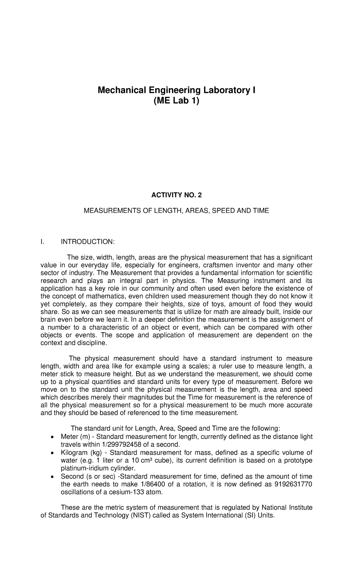 Melab Activity-No - Self-Assessment Questionnaire - Mechanical ...