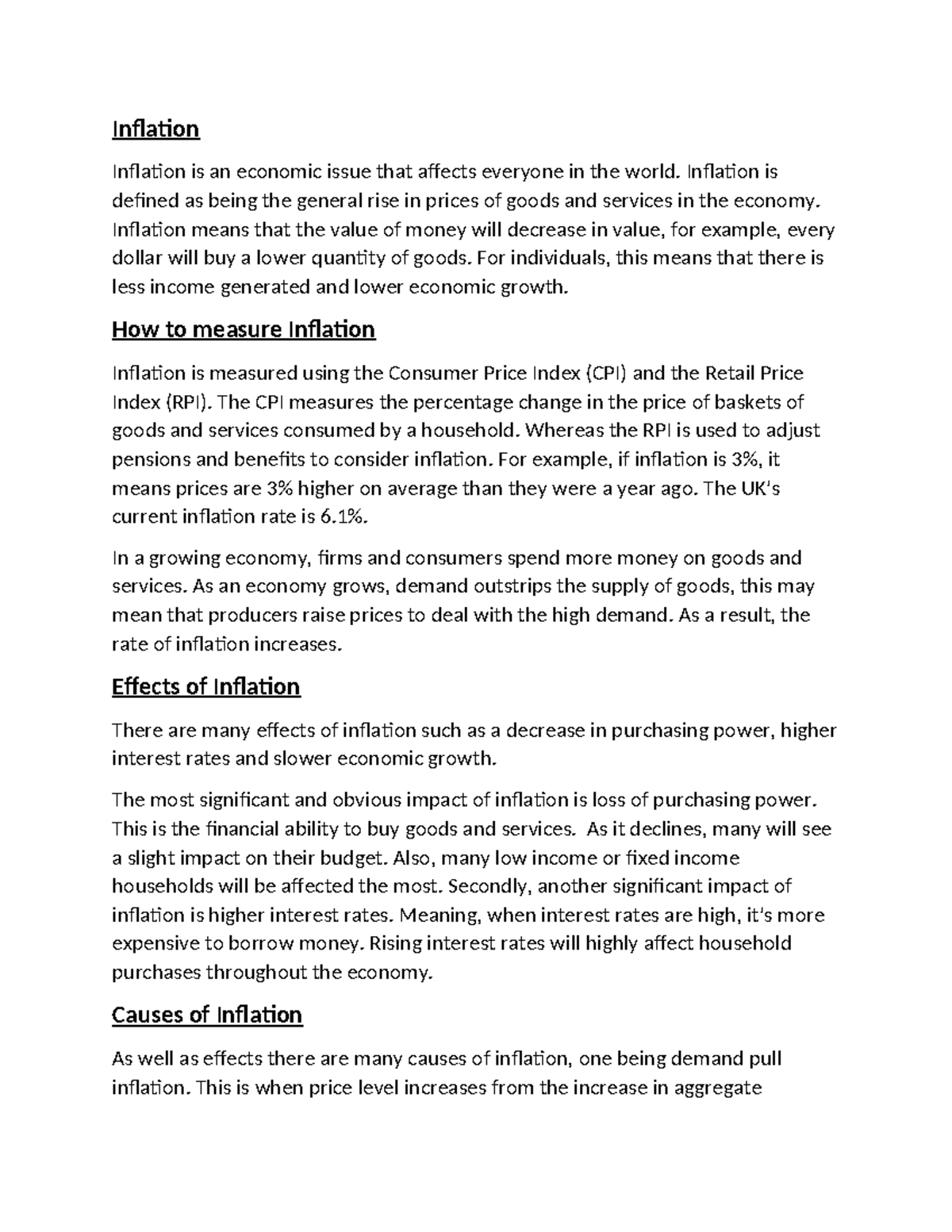 Inflation - Inflation Inflation is an economic issue that affects ...