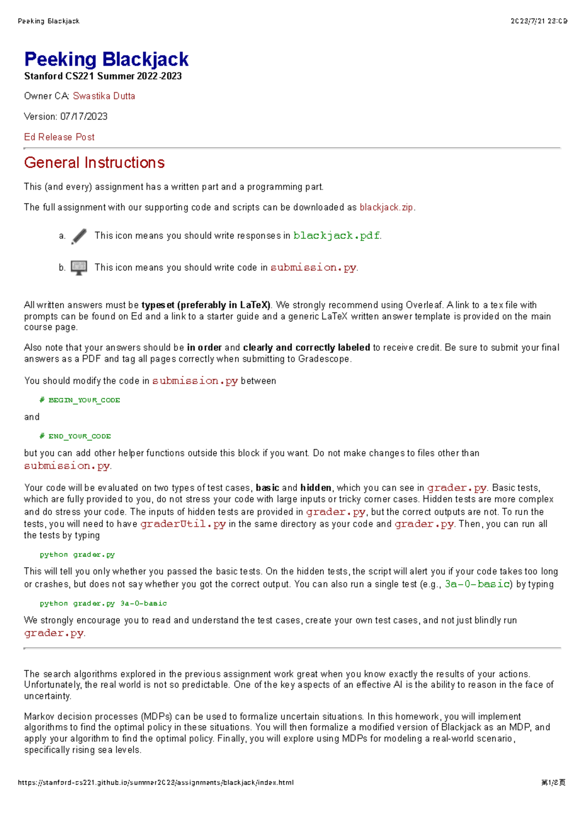 Peeking Blackjack - summer session - Peeking Blackjack Stanford CS221 ...