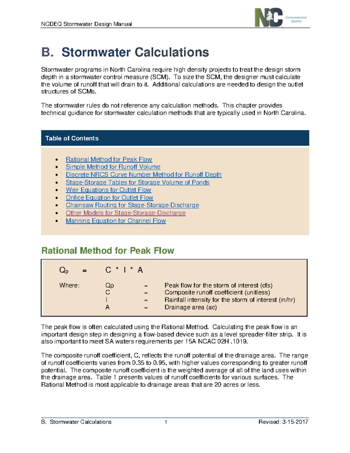 B Stormwater Calculations - - Studocu
