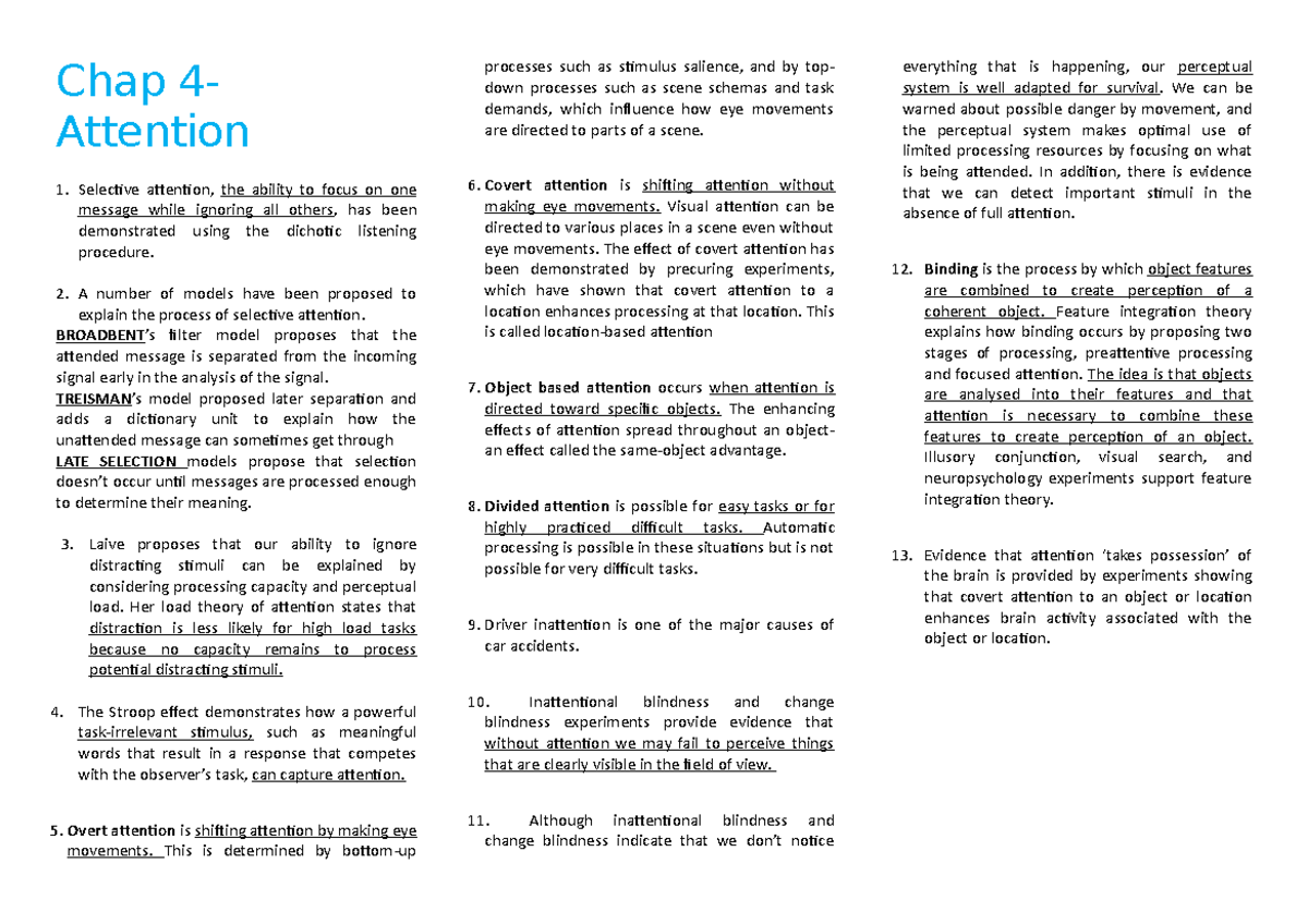 Chap 4 - Summary Cognitive Psychology: Connecting Mind Research and ...