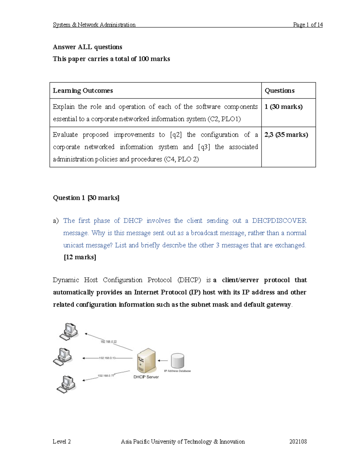 SNA EXAM QP - srdtyguio - Answer ALL questions This paper carries a ...