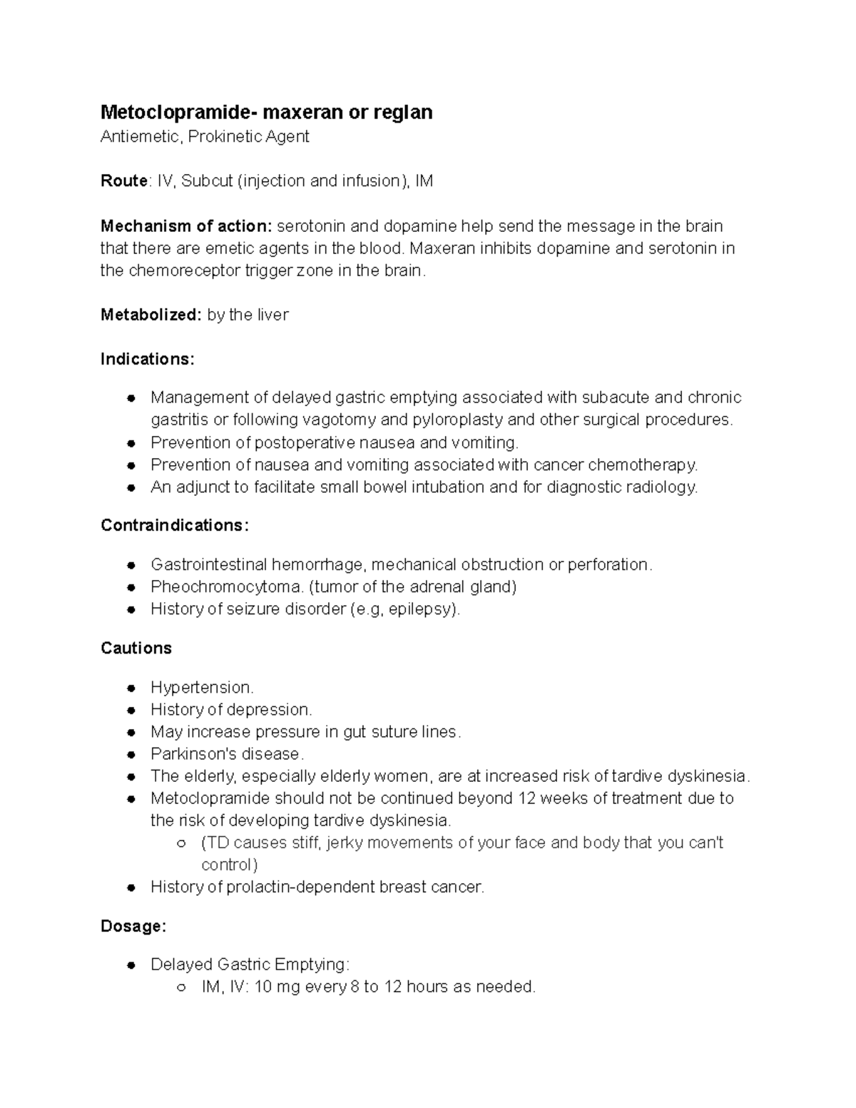 Maxeran- metoclopramide - Metoclopramide- maxeran or reglan Antiemetic ...