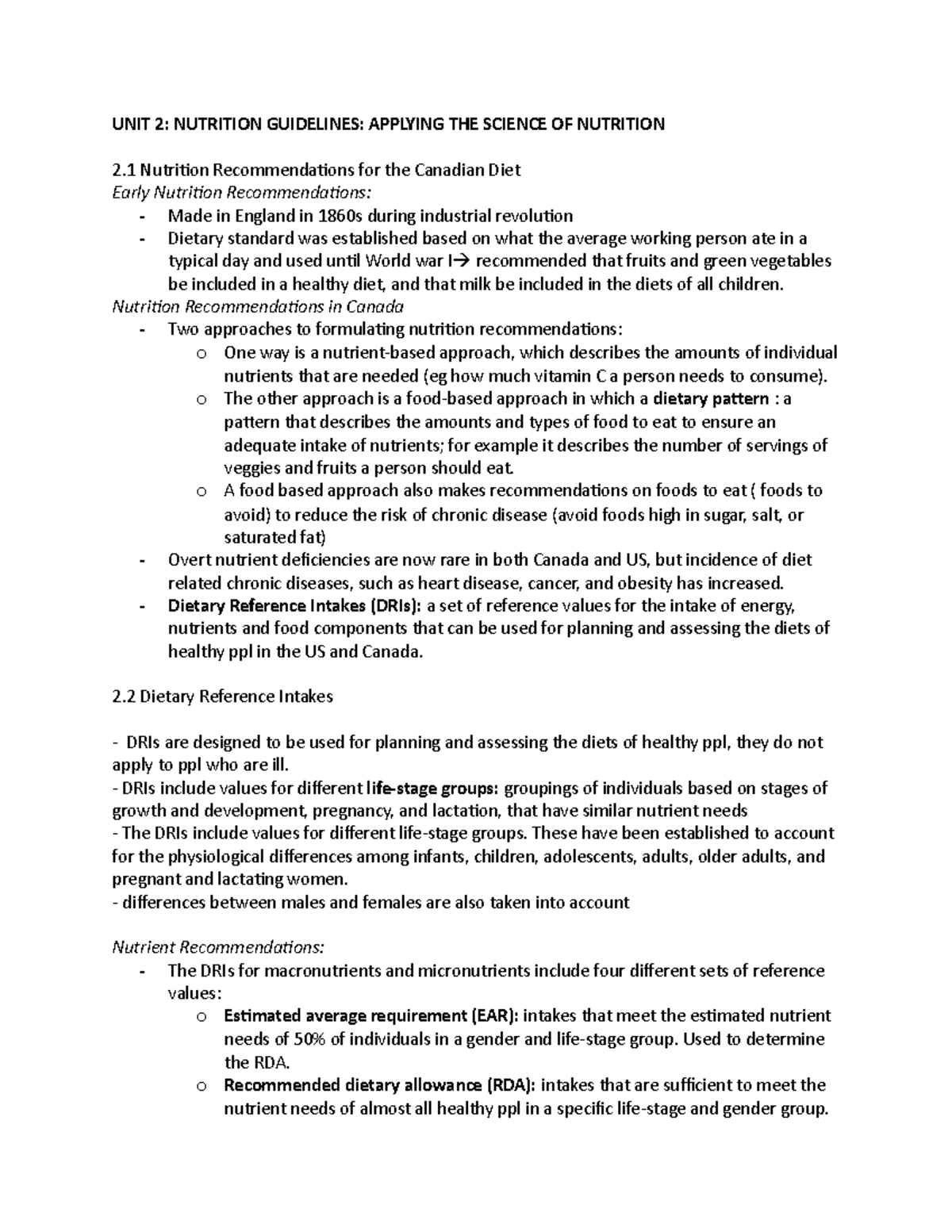 UNIT 2 - Notes from textbook for chapter 2 - UNIT 2: NUTRITION ...