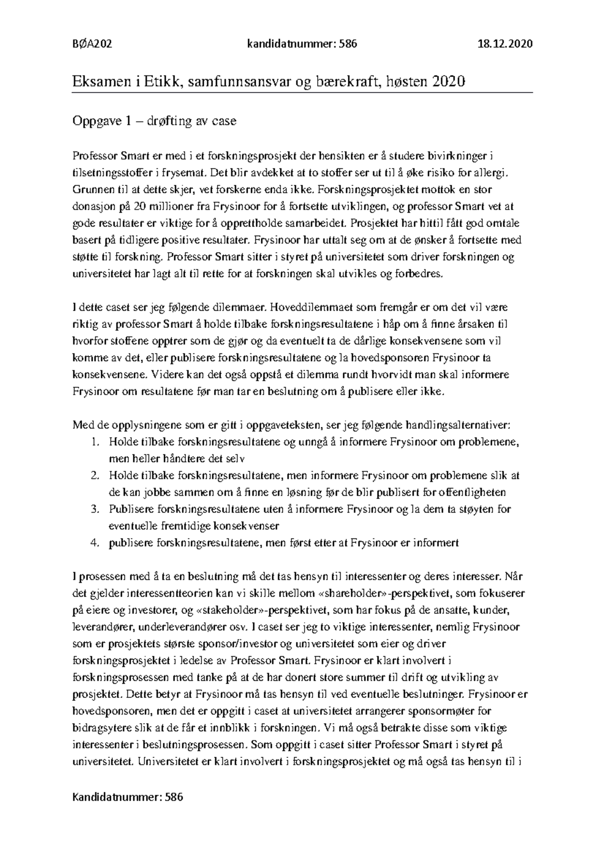 Individuell eksamen i etikk, samfunnsansvar og bærekraft - Eksamen i Etikk, samfunnsansvar og ...