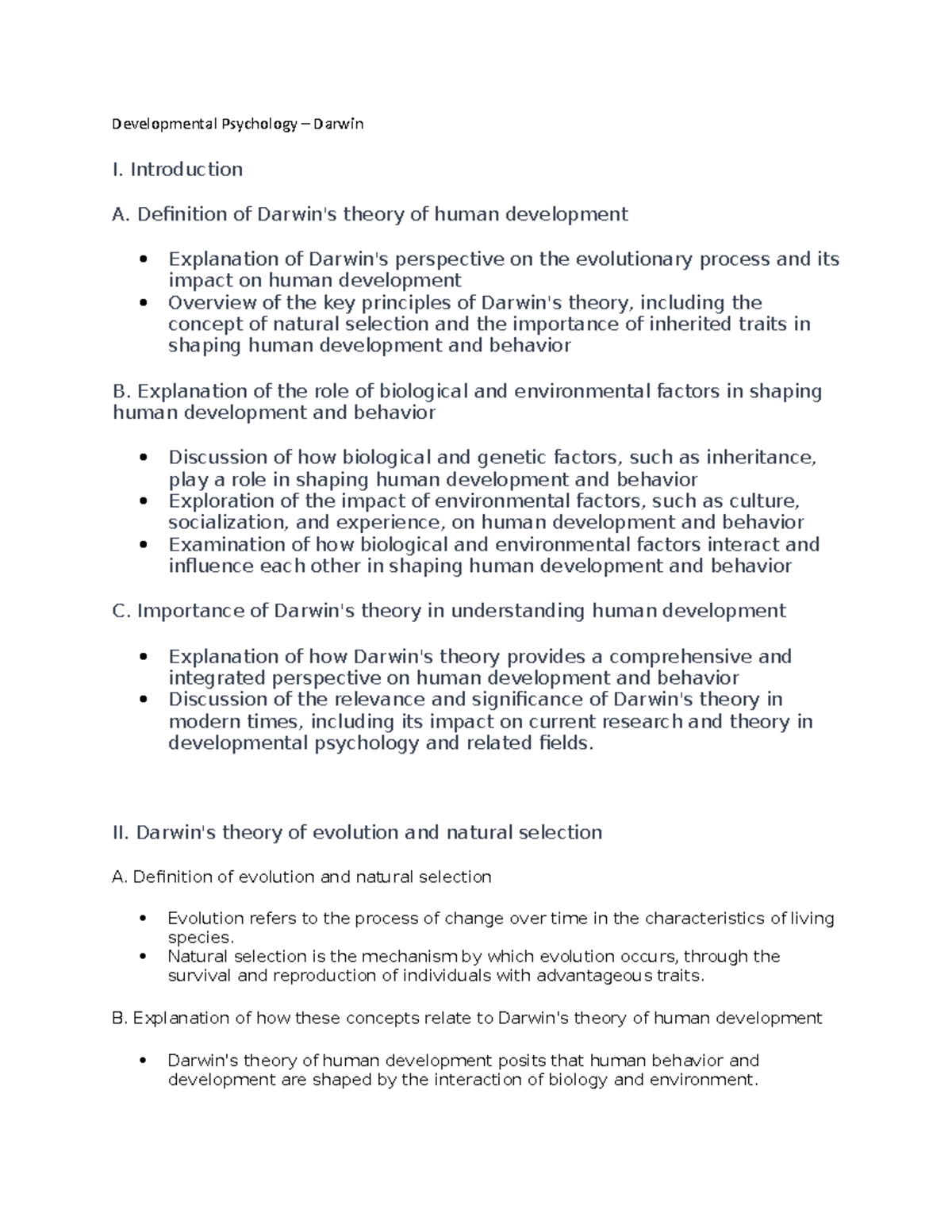 Developmental Psychology – Darwin - Developmental Psychology – Darwin I ...