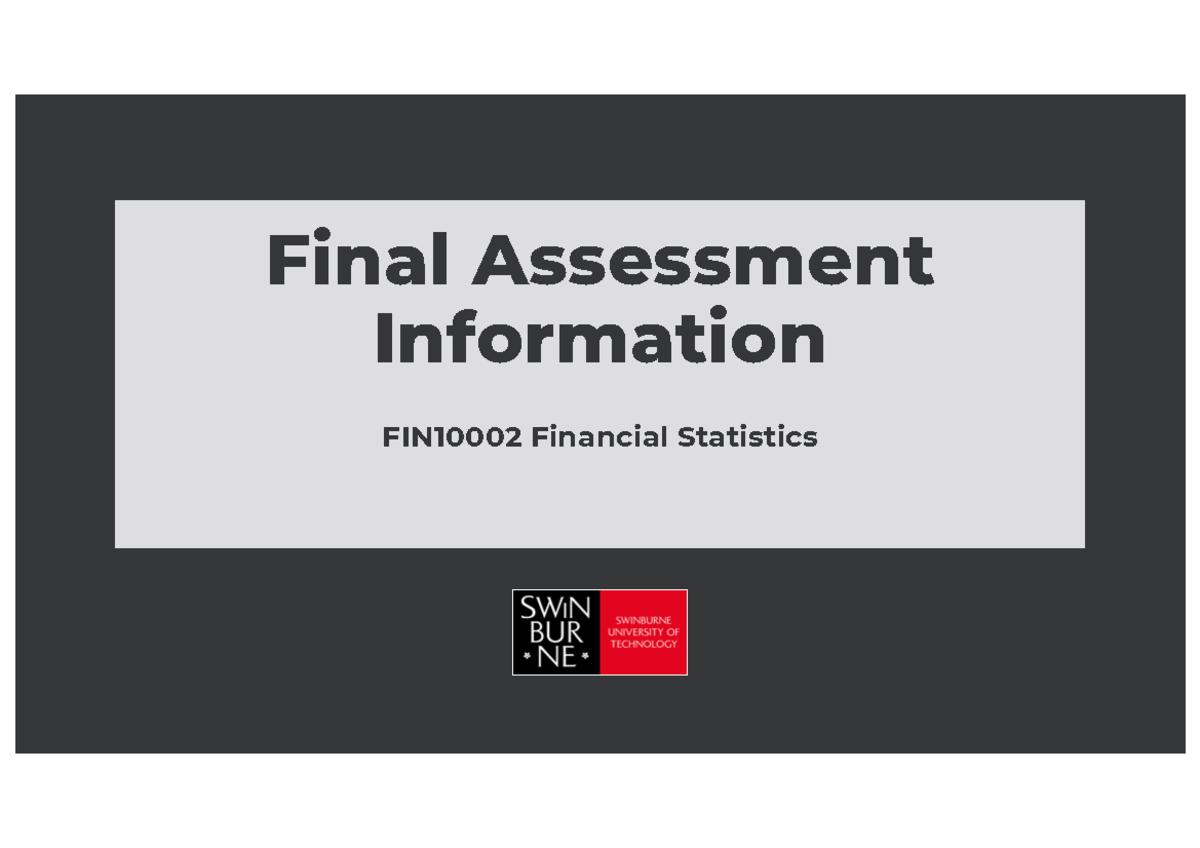 Lecture 12 Final Assessment Information S1 21 - Final Assessment ...