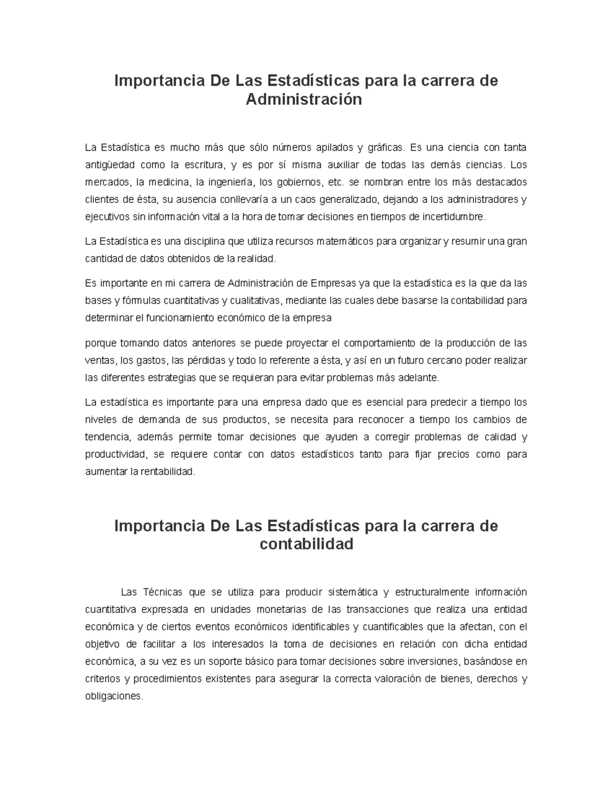 La importancia de la estadística para la carrera de contabilidad y ...