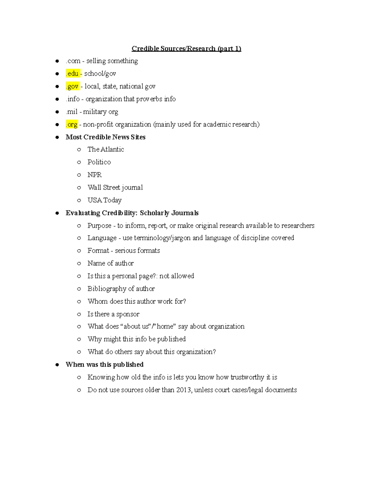 Credible Sources (notes)- pt. 1 - Credible Sources/Research (part 1 ...