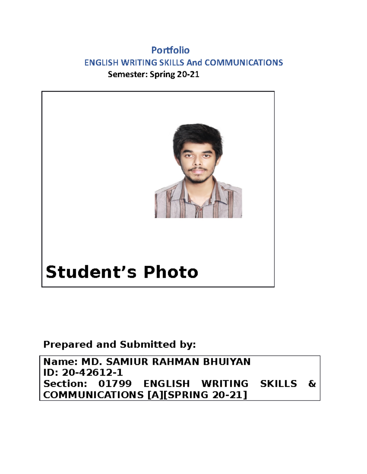 Portfolio Template 1 - Portfolio ENGLISH WRITING SKILLS And ...
