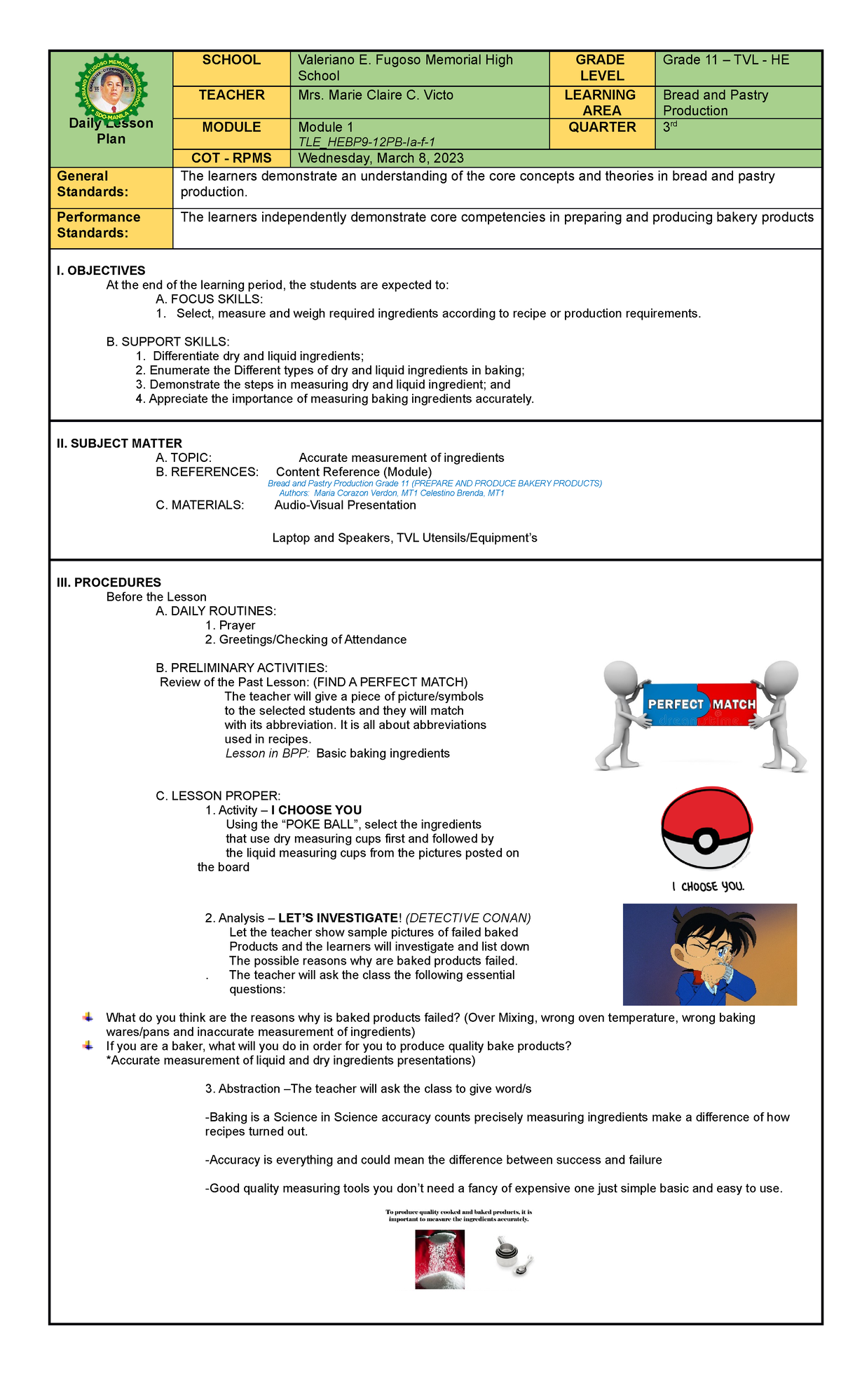 DLP-BPP-COT1 - lesson plan demo - Daily Lesson Plan SCHOOL Valeriano E ...