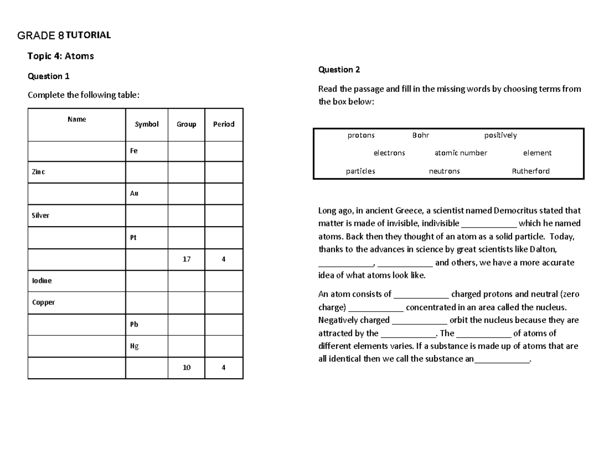 Grade 8 tutorial - To practice your English - FORM 1 TUTORIAL Topic 4 ...