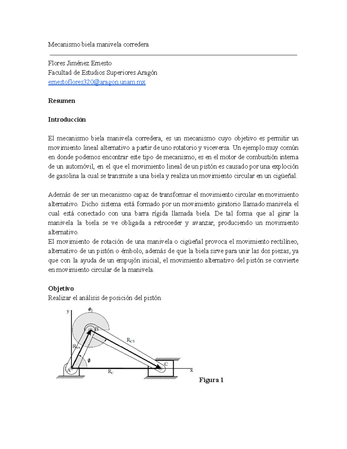 Mecanismo biela manivela corredera - unam Resumen Introducción El ...