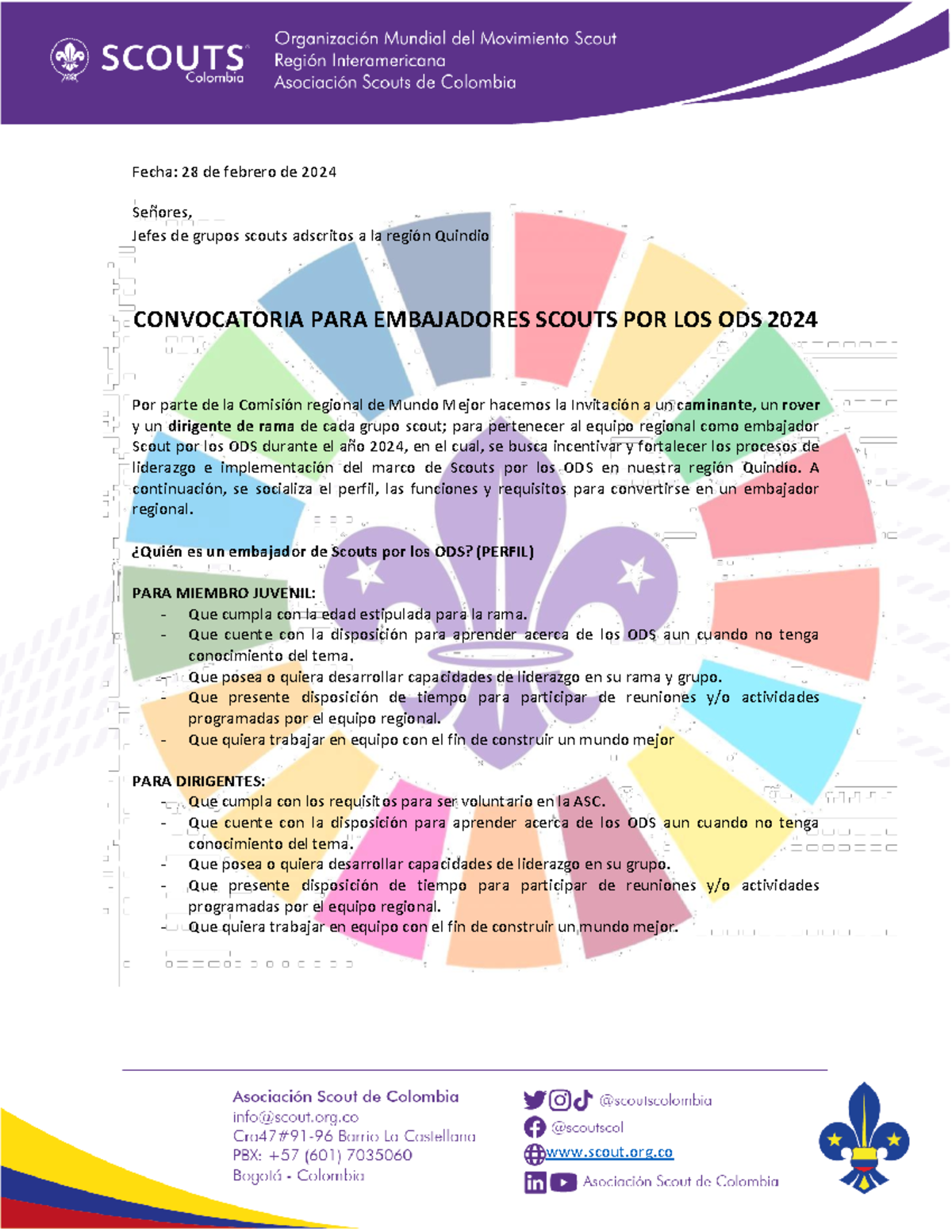 Convocatoria embajadores - scout.org Fecha: 28 de febrero de 2024 ...