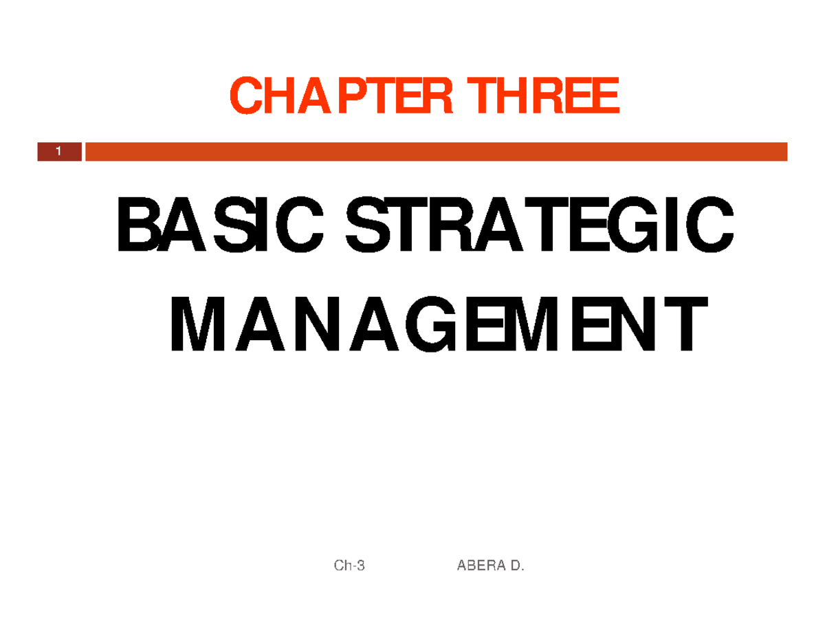 Strategic Planning and Management - BASIC STRATEGIC MANAGEMENT 1 ...