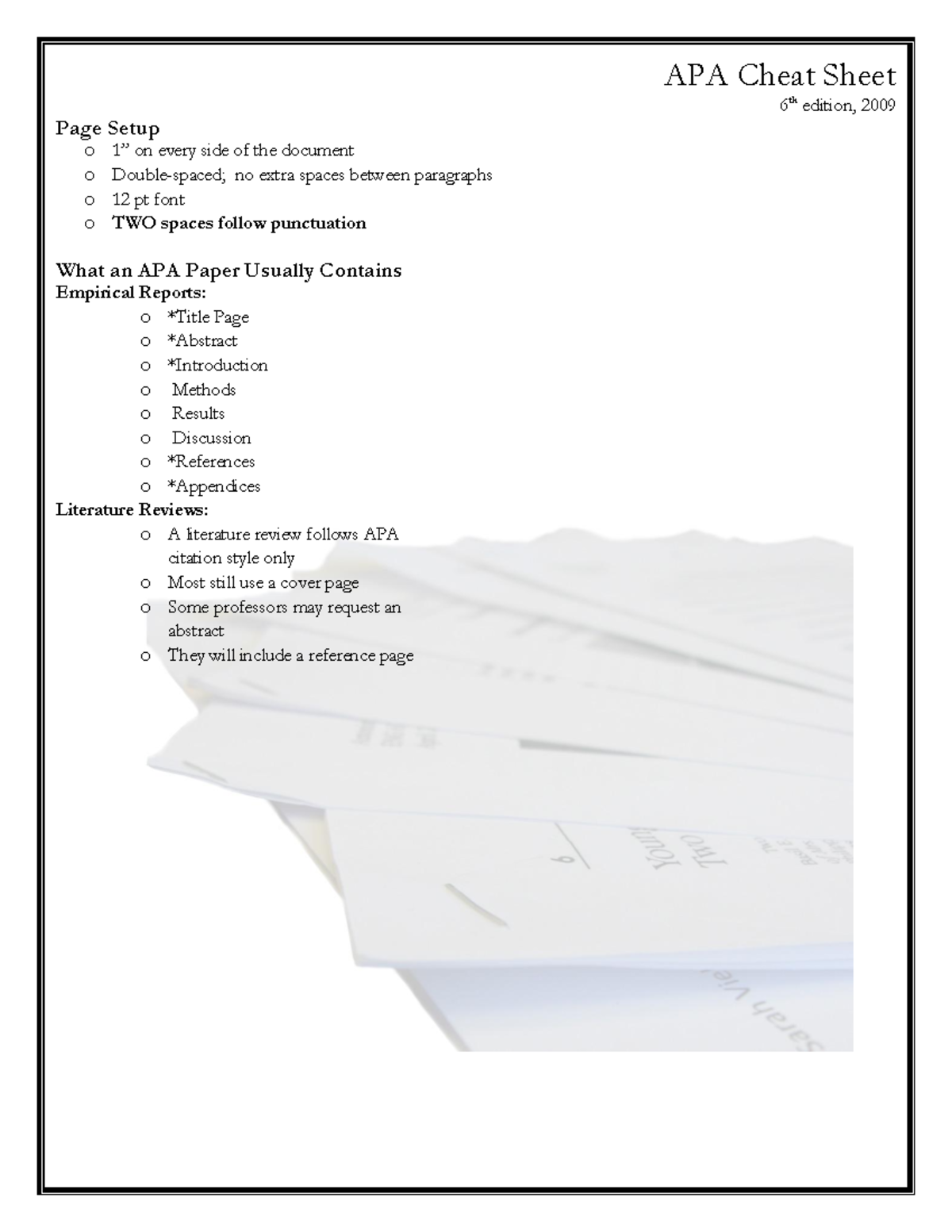 Apa template 32 APA guided template 7th - APA Cheat Sheet 6th edition ...