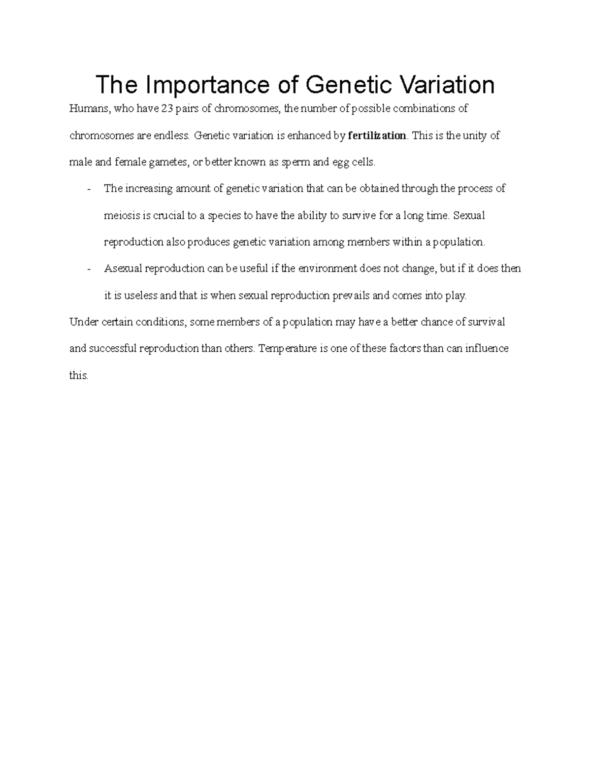 The Importance of Genetic Variation - The Importance of Genetic ...