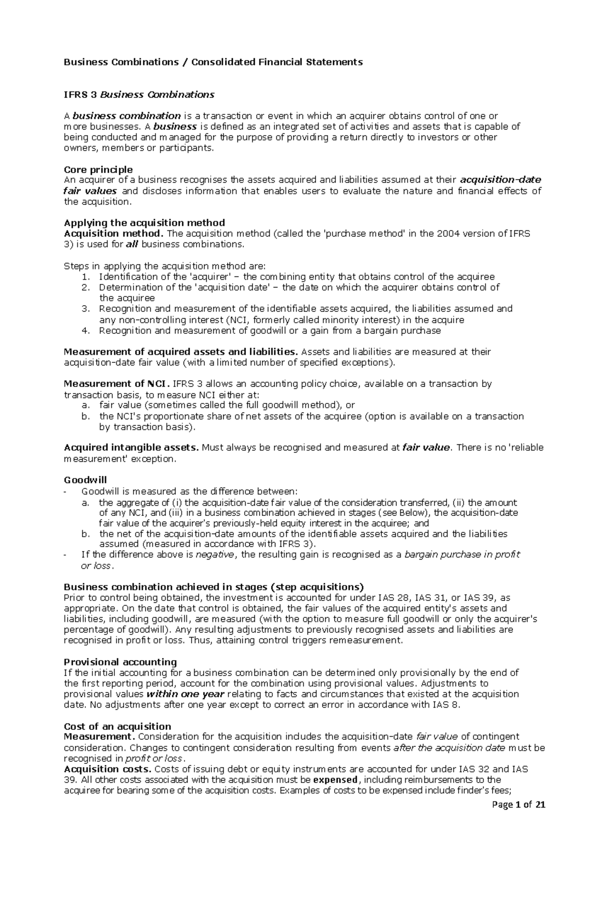 Business Combination and Consolidation - Business Combinations ...