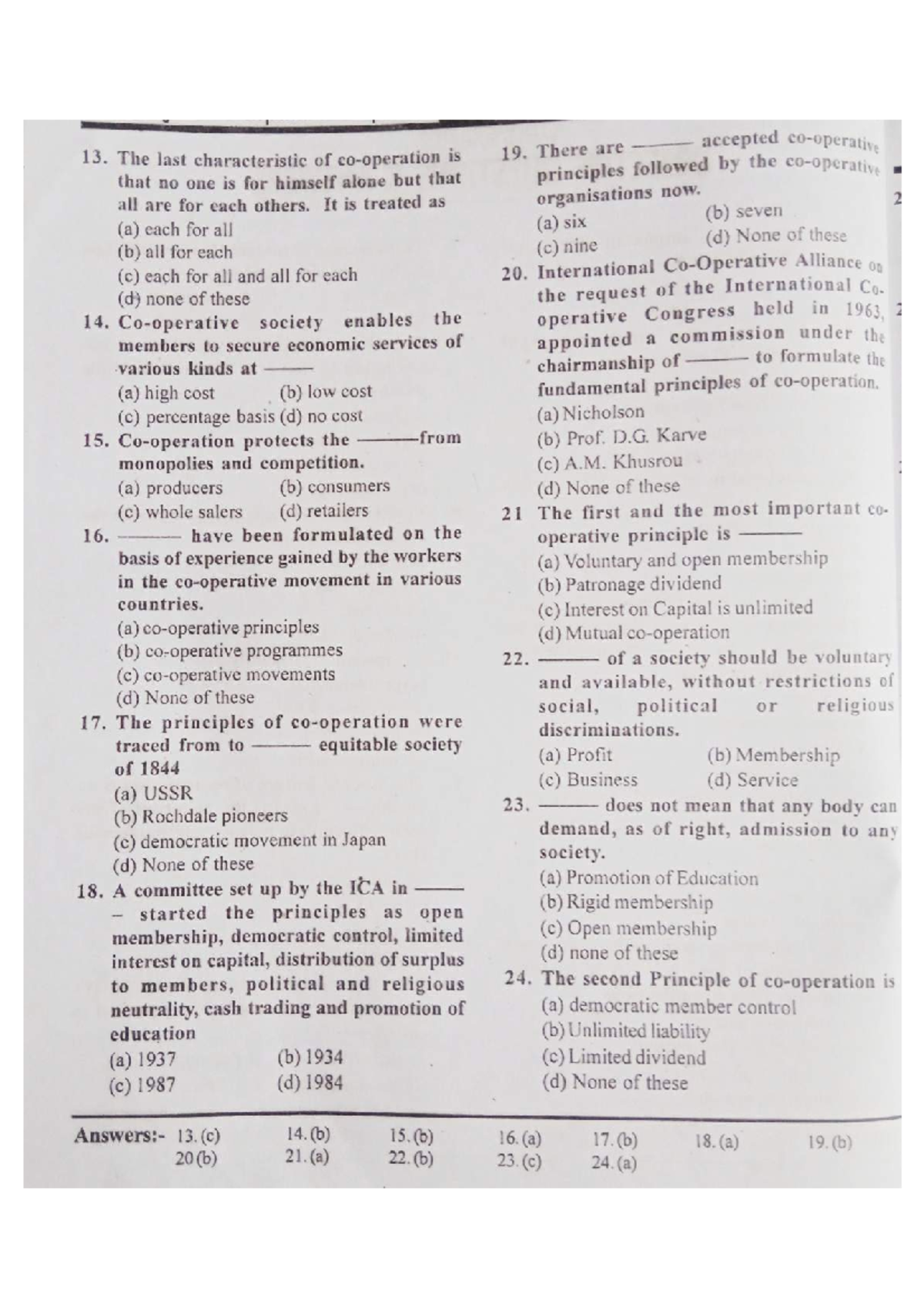 Cooperation 10 - Model questions about co-operation - Studocu