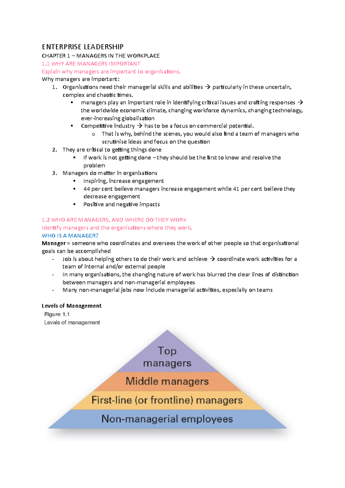 Enterprise Leadership Study Notesdocx - ENTERPRISE LEADERSHIP CHAPTER 1 ...