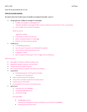 ANTH 1000 Study Guide Units 1-5 - Ant 1000 Jo Phipps Exam #1 Study ...