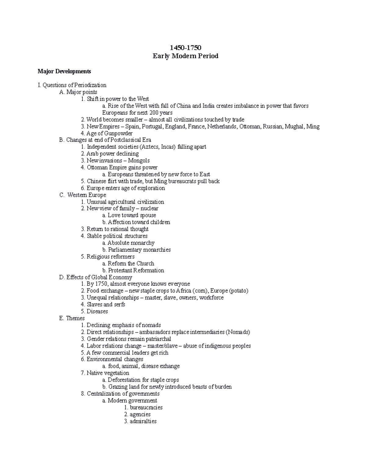 Unit3 - Answers questions - 1450- Early Modern Period Major ...