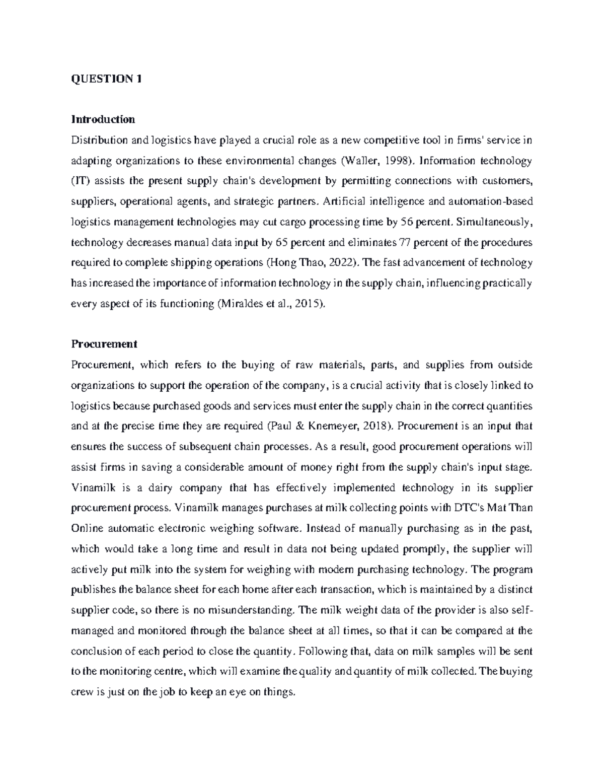MKT203 Final Assignment E2000 454 DO Trong NHAN - QUESTION 1 Introduction Distribution and ...