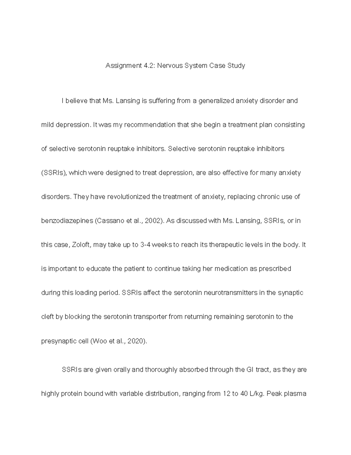 Week 4 - Assignment 4.2 Nervous system Case Study - Assignment 4 ...