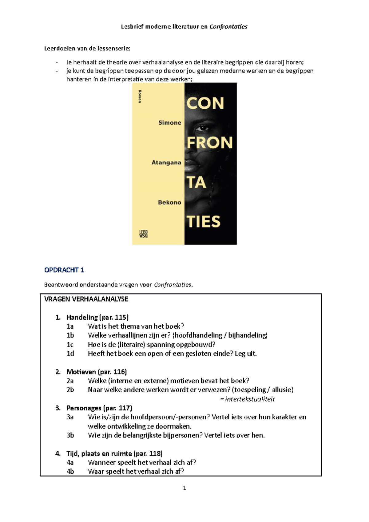 4H Confrontaties oefening - Lesbrief moderne literatuur en ...