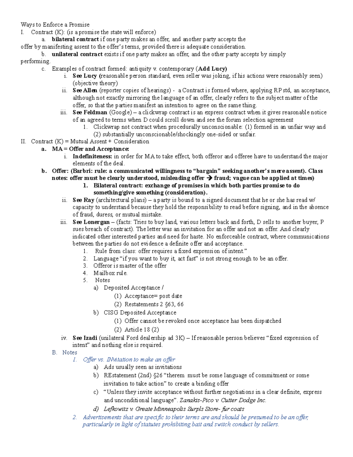 class outline for contract class - Ways to Enforce a Promise I ...