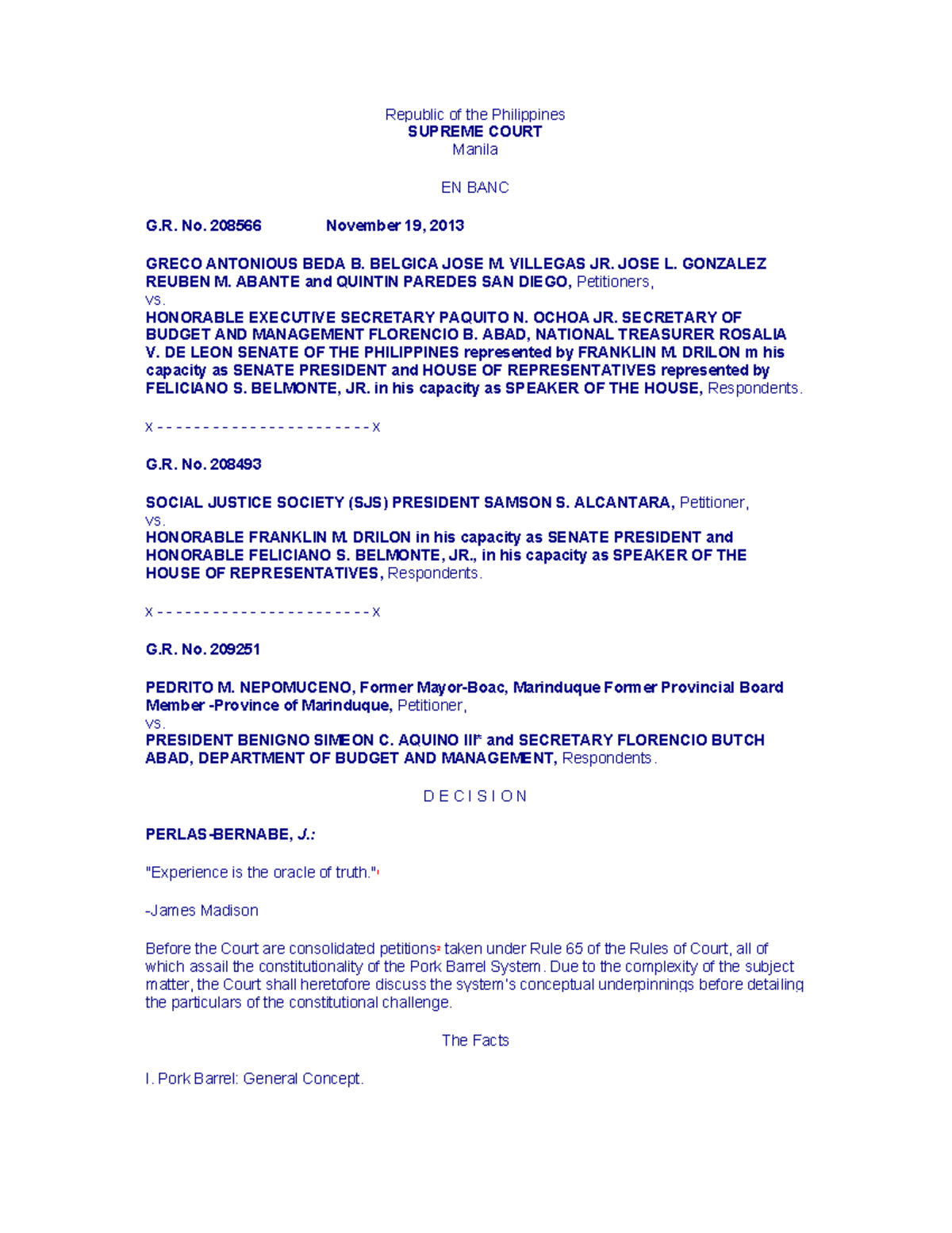 27 Belgica vs Exec Sec GR Nos 208566 208493 209251 - Republic of the ...