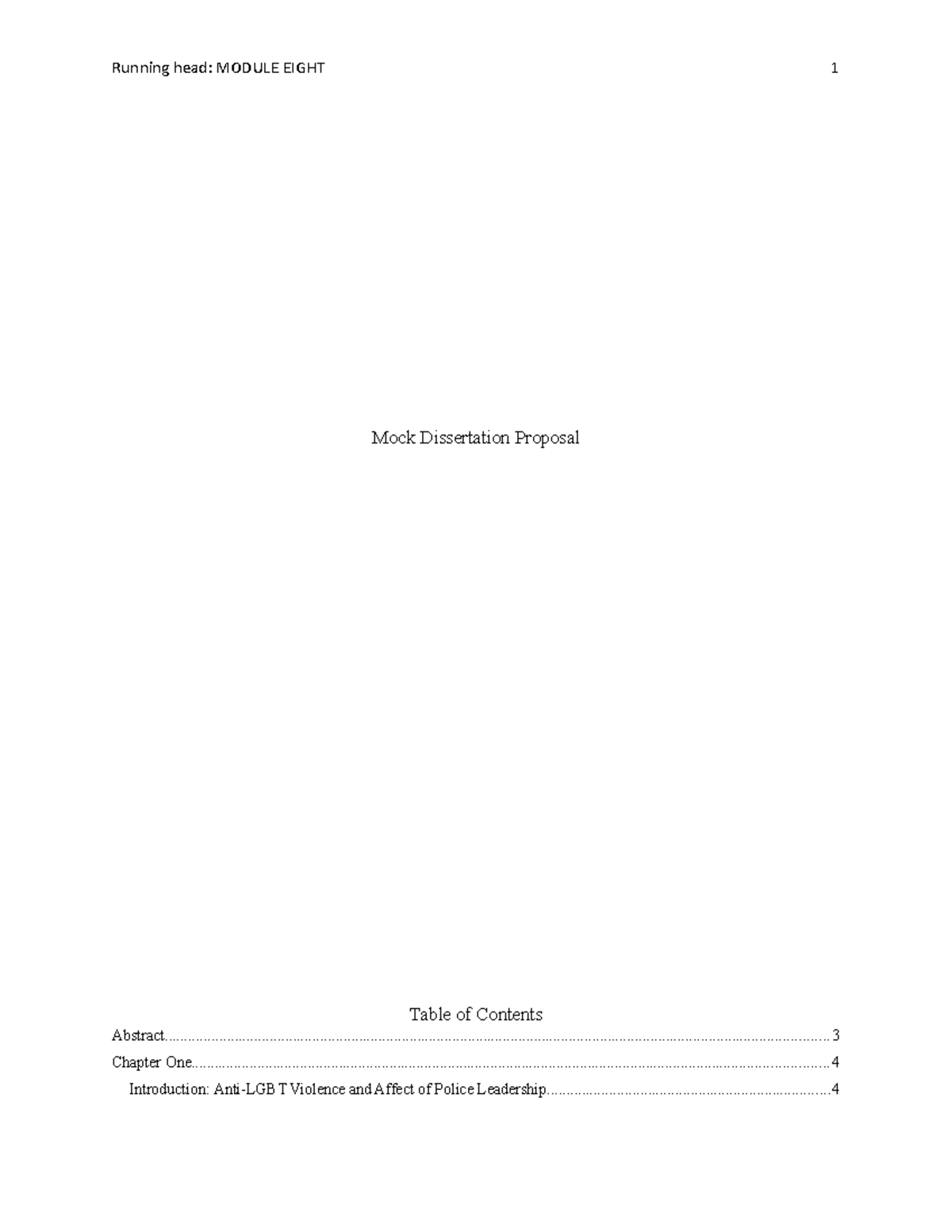 Mock Dissertation Proposal - Running head: MODULE EIGHT 1 Mock ...