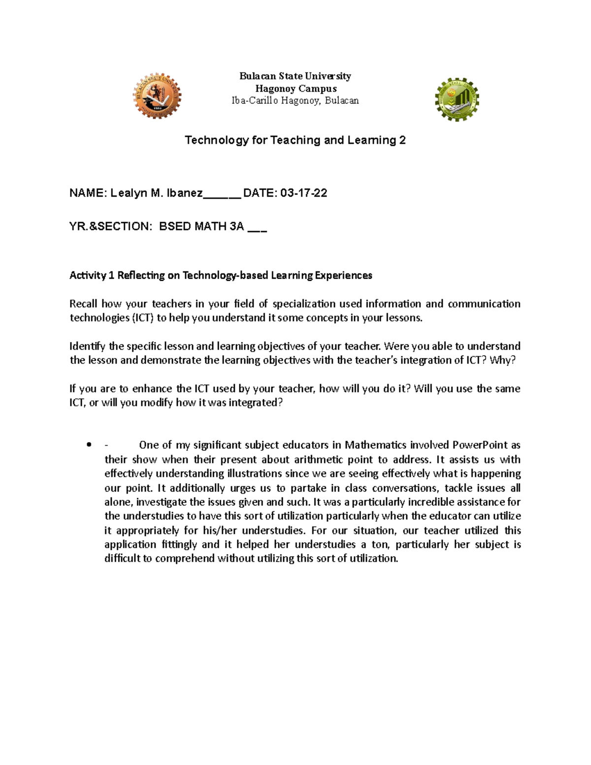 Activity-1-TTL2 - essay - Bulacan State University Hagonoy Campus Iba ...