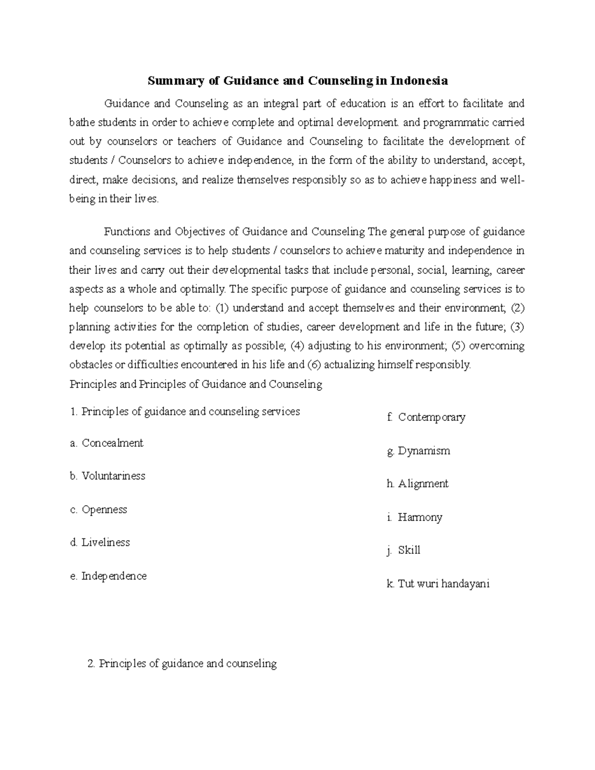 Summary of Guidance and Counseling in Indonesia - and programmatic ...