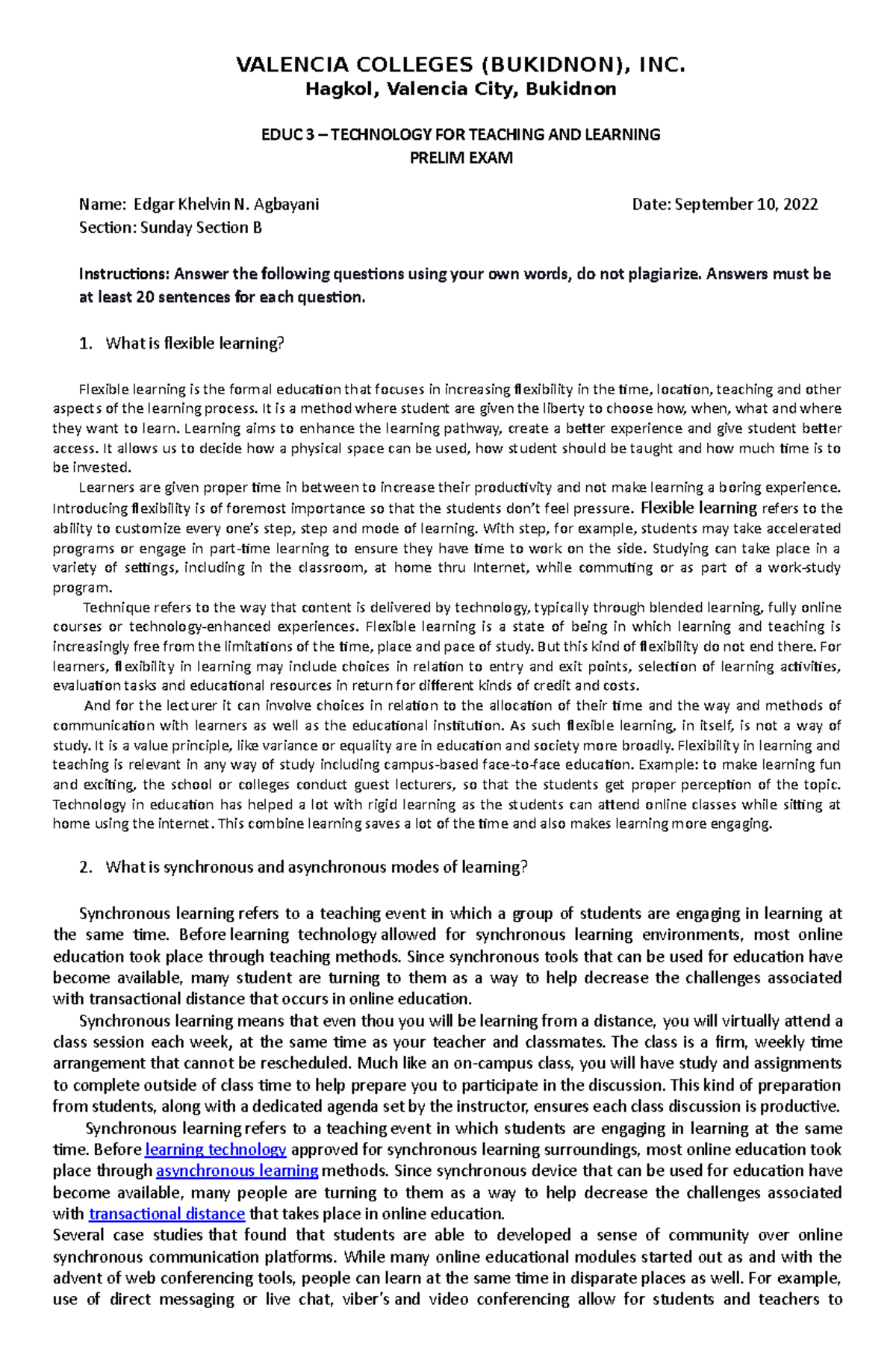 Vci educ 3 prelim exam - reports - VALENCIA COLLEGES (BUKIDNON), INC ...