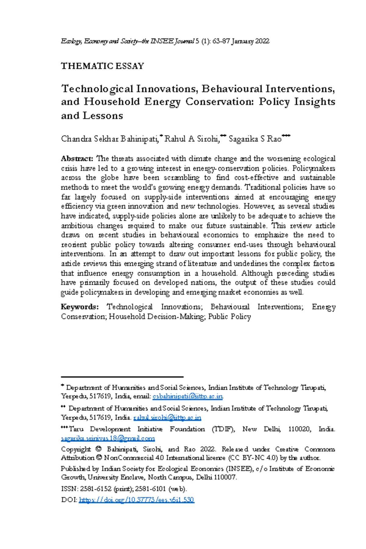 4039 - ......... - Ecology, Economy and Society–the INSEE Journal 5 (1 ...