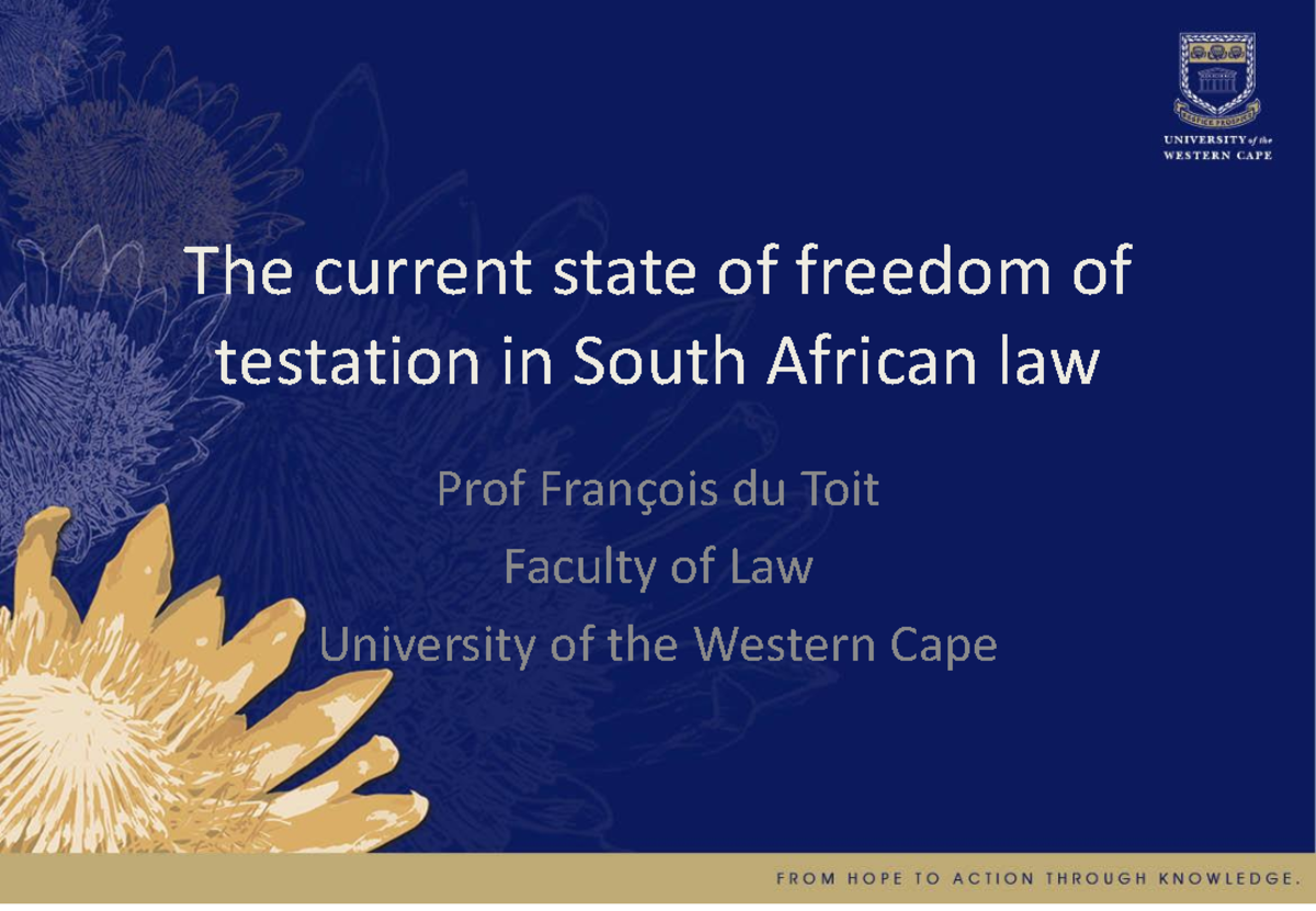 Freedom of testation in South Africa Prof Francois du Toit FISA 2016 ...