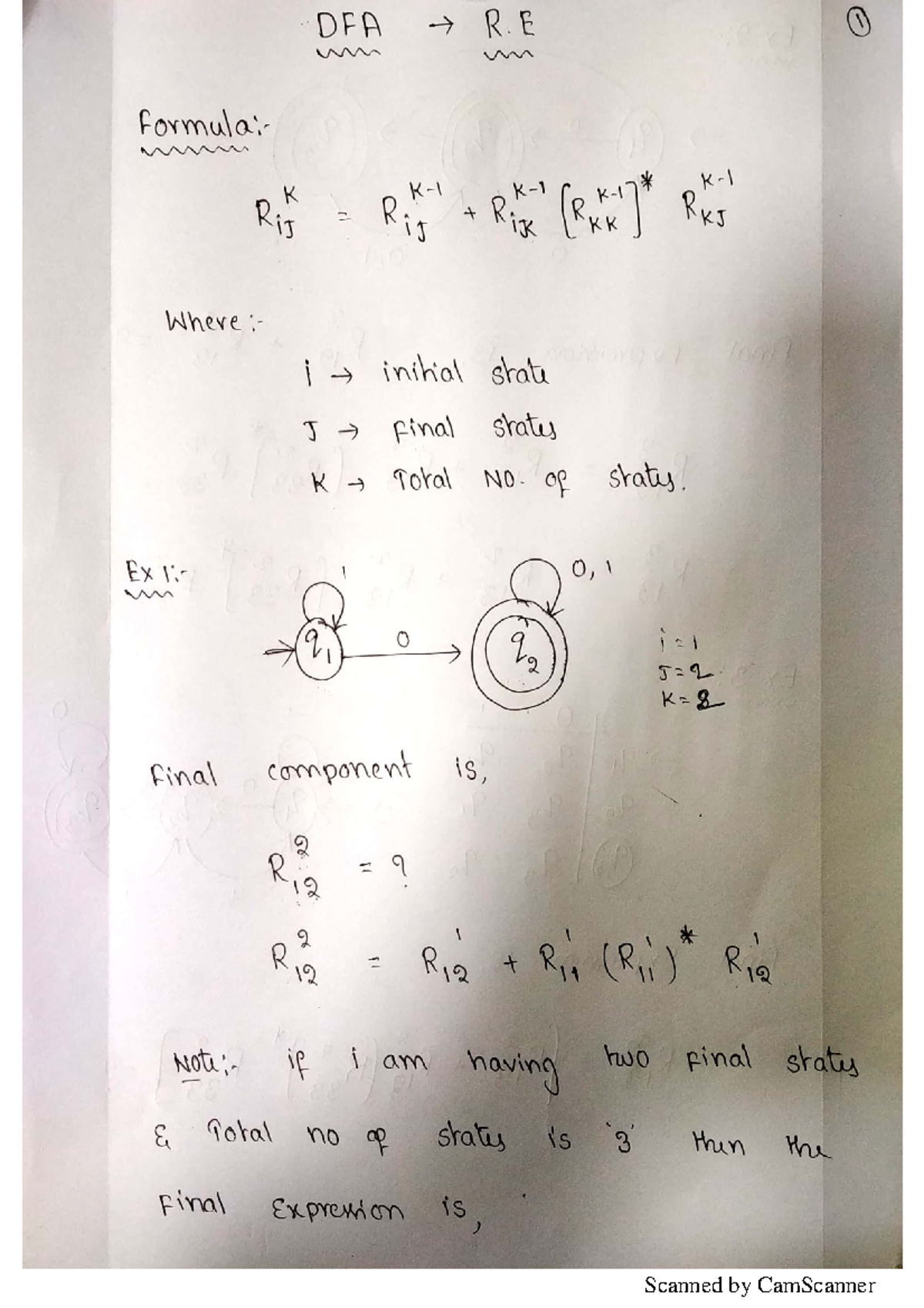 DFA TO RE - fsfsf - Discrete mathematics - Studocu