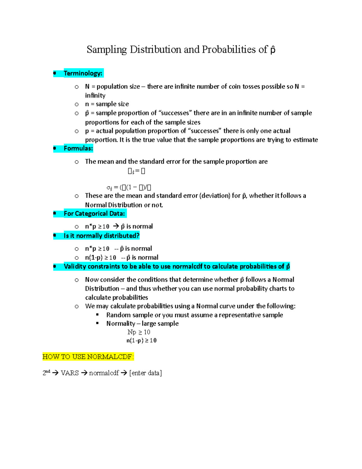 STAT Unit 3 Lecture 5 - Sampling Distribution and Probabilities of p̂ ...