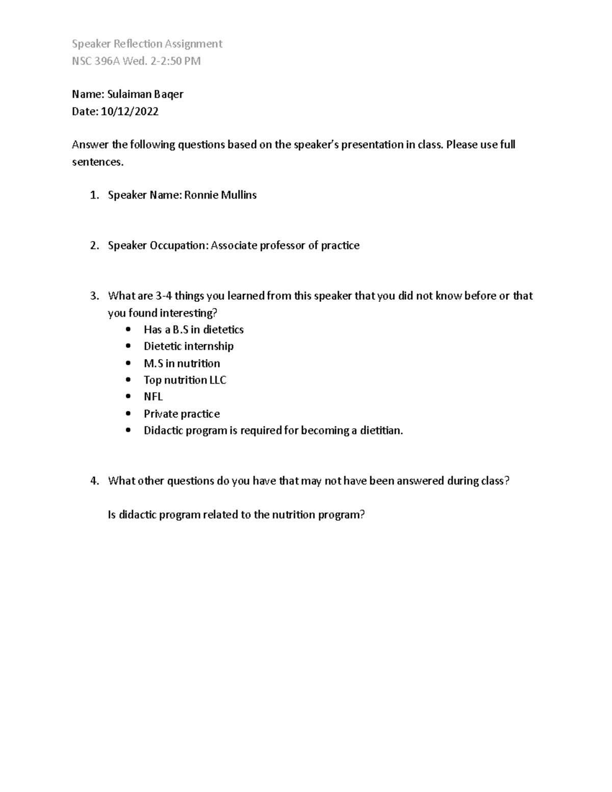 Speaker Reflection lecture note 7 - Speaker Reflection Assignment NSC ...