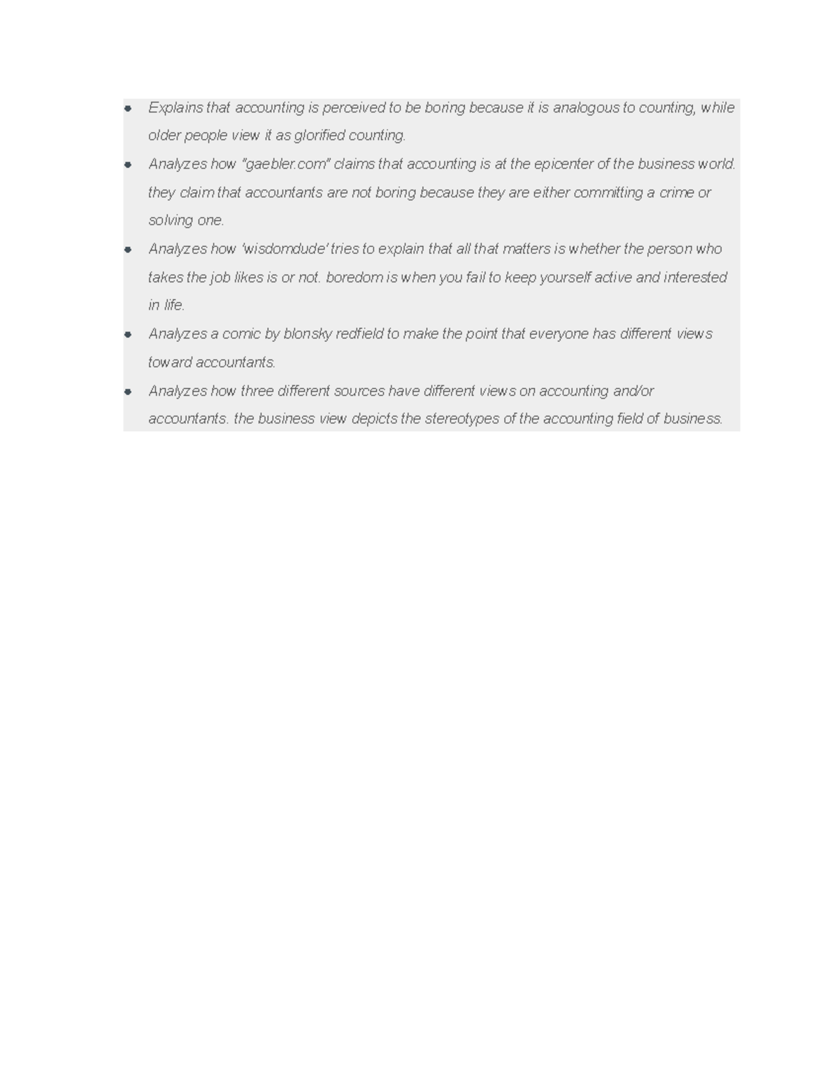 Explains that accounting is perceived to be boring because it is ...