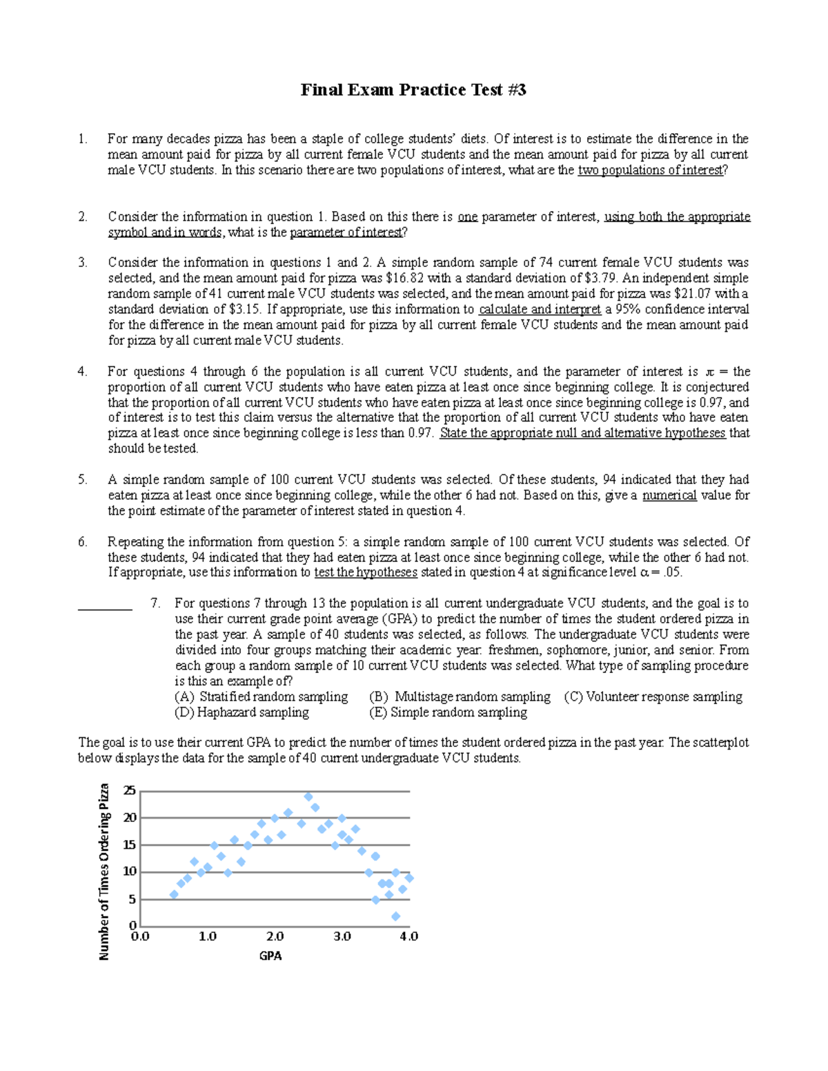 STAT 210: Final Exam Practice Test #3 - Final Exam Practice Test For ...